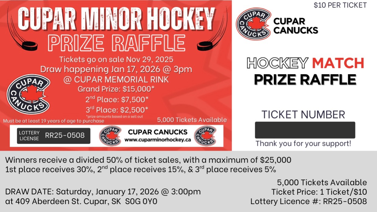 Cupar Minor Hockey Prize Raffle | Rafflebox