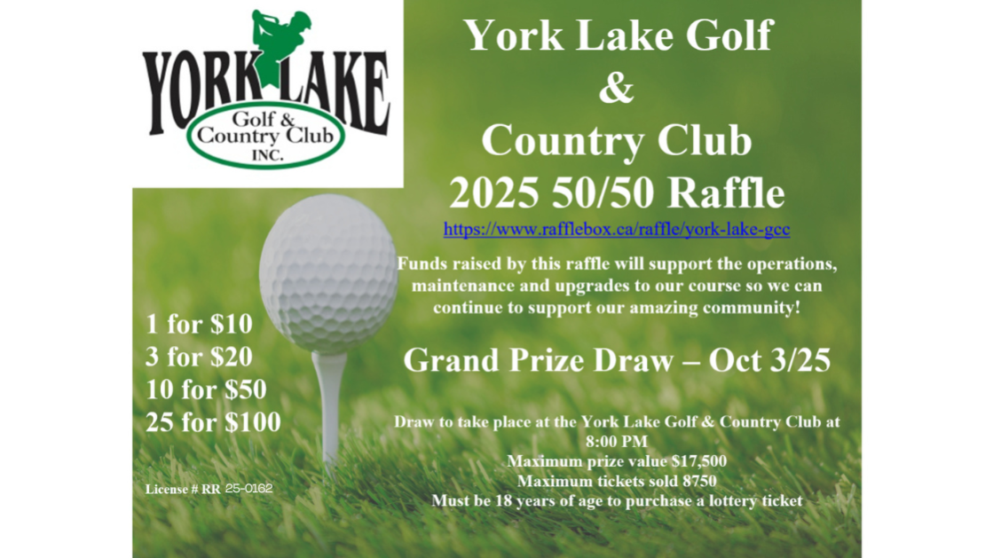 York Lake Golf & Country Club 2025 50/50 Raffle | Rafflebox